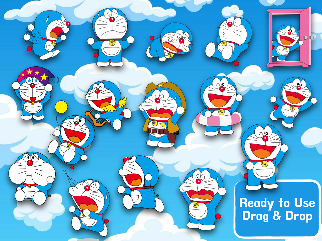 Doraemon and Friends Clipart PNG JPG Digital Files Download – Cartoon Image