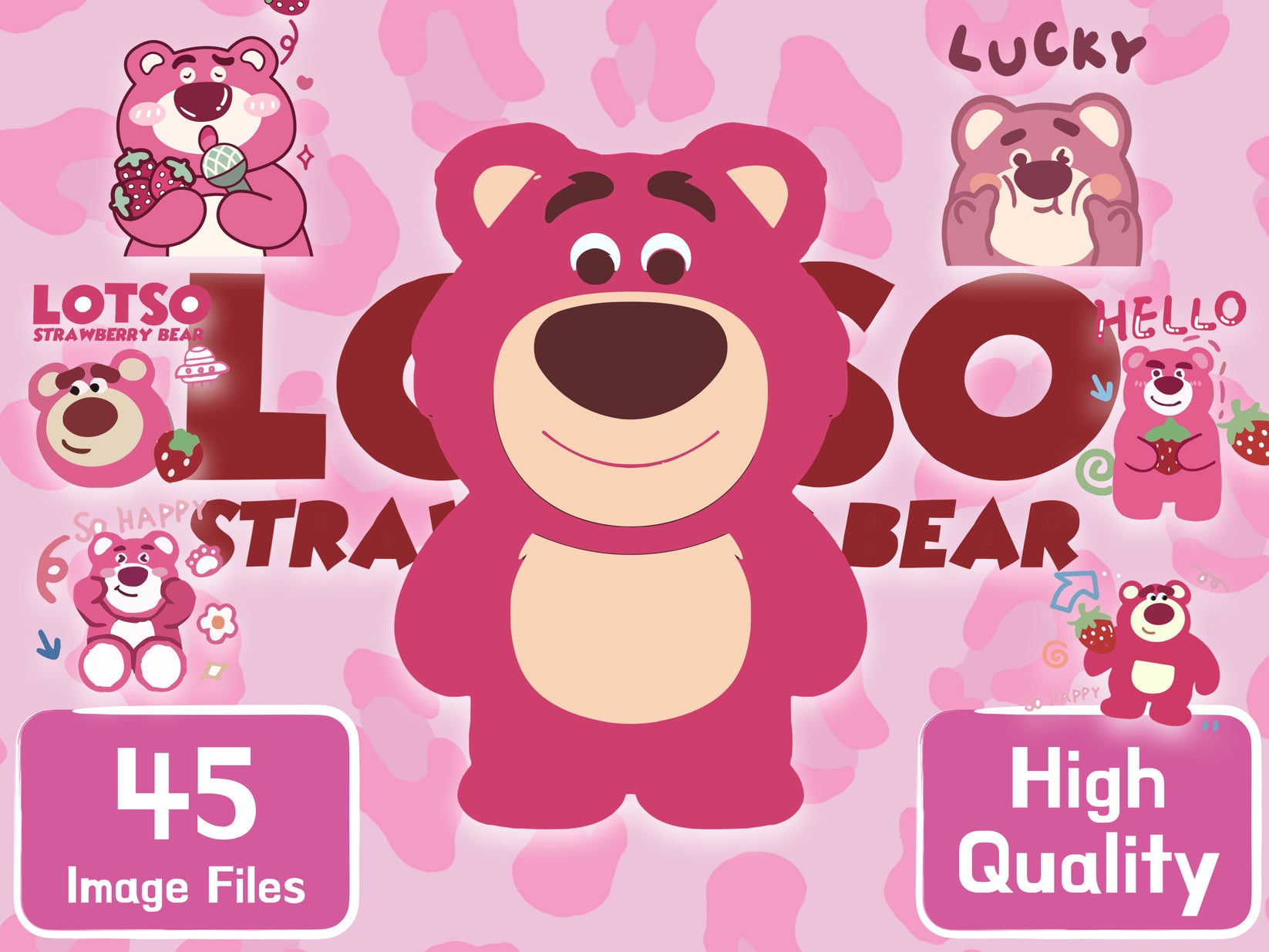 Lotso Toy Story Clipart PNG JPG Digital Files Download – Cartoon Image