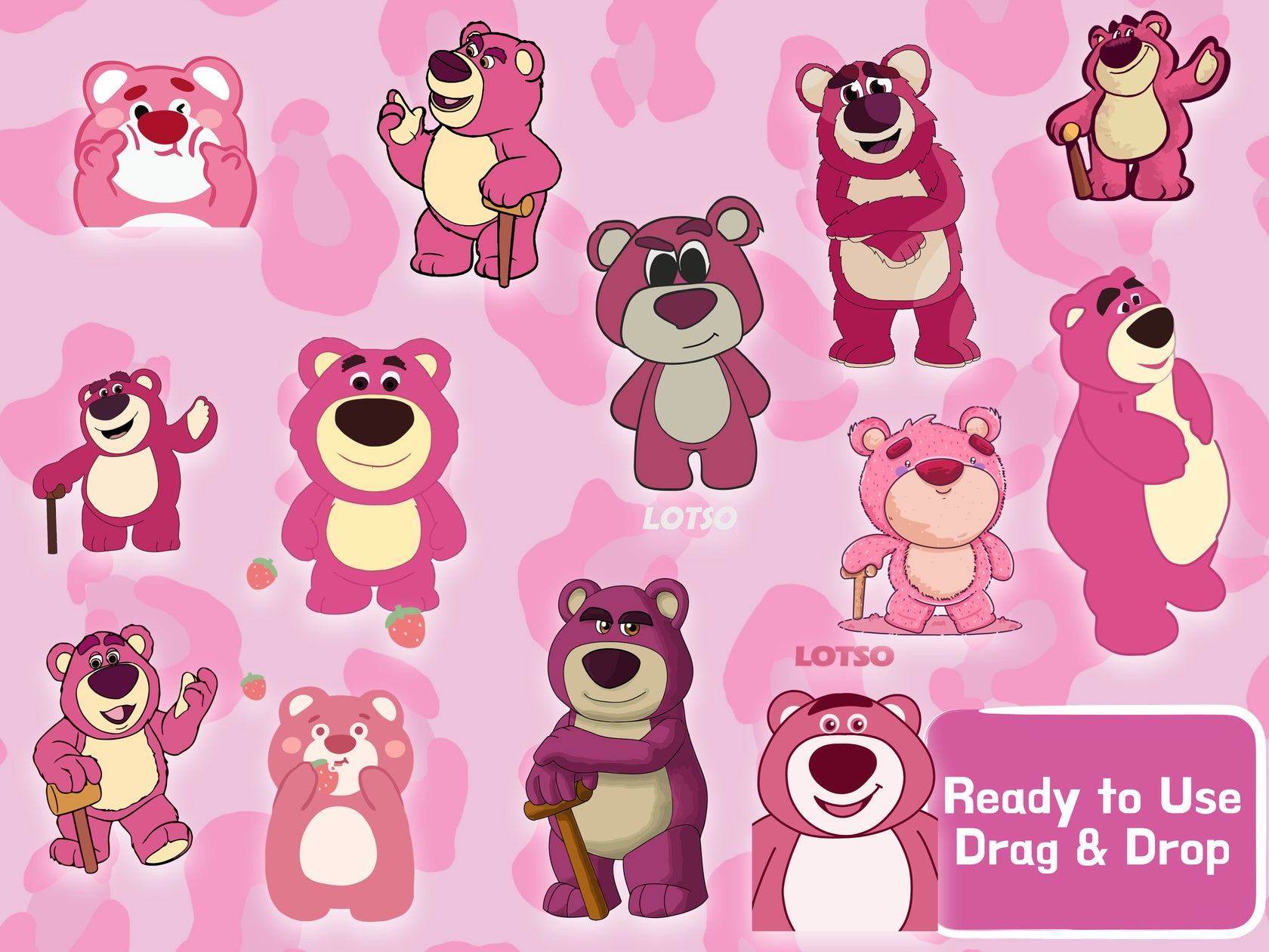 Lotso Toy Story Clipart PNG JPG Digital Files Download – Cartoon Image